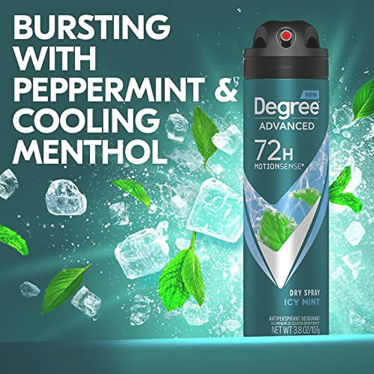 Degree Men Advanced Antiperspirant Deodorant Dry Spray Icy Mint 3 Count 72-Hour Sweat and Odor Protection Deodorant For Men With MotionSense Technology 3.8 oz