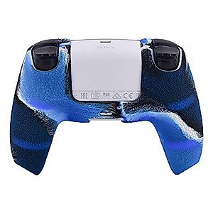 PS5 Controller Skin,Hikfly Silicone Cover for Sony PlayStation5 Controller Grip Skin Protector Faceplates Kits Video Games(2X Cover with 8 x Thumb Grips Caps)(CamoRed,CamoBlue)