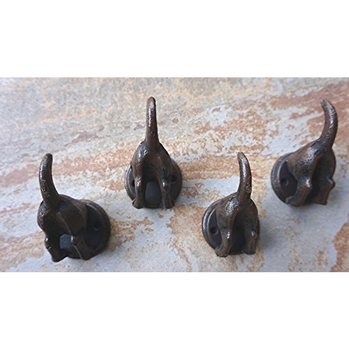 Lulu Decor, Cast Iron Dog Heavy Duty Key Loose Hook (4 Dog Tail Hooks)