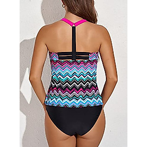 Aleumdr Womens Ladies Striped Zigzag Print Color Block Open Back Bandeau Blouson Push up Tankini Swim Bikini Top No Bottom Swimsuit Bathing Suit Swimwear Purple S 4 6