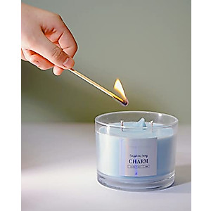 Impressive Natural Soy Lavender&Lemon Candles for Home Scented，Medium Jar Candles ，Candles Gift ，10.5oz 35Hour Burn Time 2-Wicks, Blue