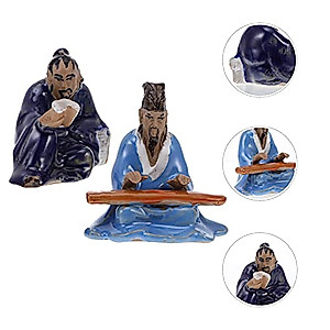 Happyyami Japanese Car Accessories 2pcs Bonsai Ornaments Toy Outdoor Ceramics Elder Miniature Glass Ornaments