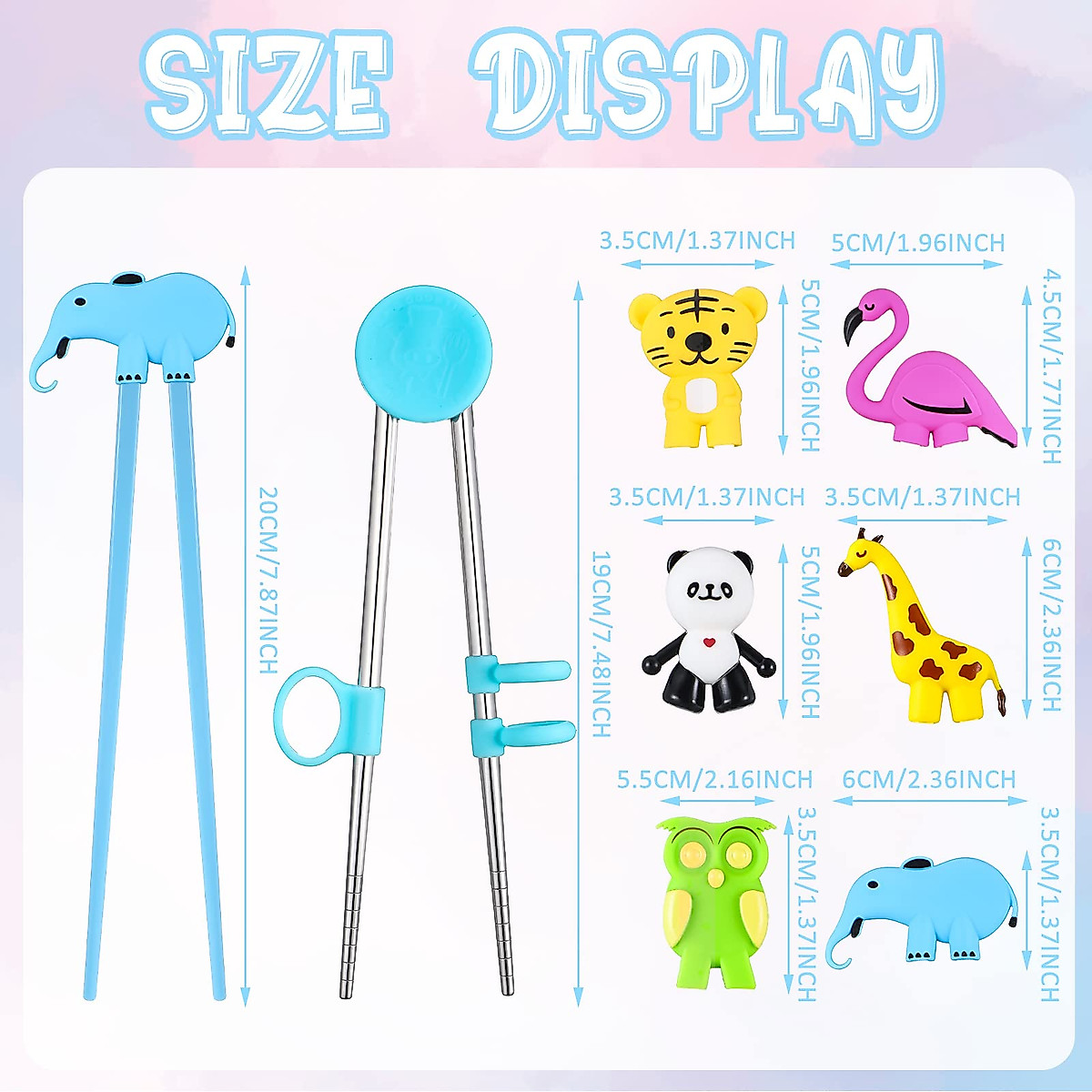 8 Pairs Kids Training Chopsticks Learning Chopstick Helper Children's Learning Chopstick with Auxiliary Device Trainer Chopstick Set Cute Animals Chopsticks for Children Beginners Adults