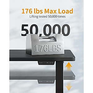 CubiCubi 55 x 24 Inch Standing Desk with Drawer, Electric Stand up Adjustable Height Electric Stand up Desk, Sit Stand Home Office Desk, Ergonomic Workstation Black Steel Frame/Rustic Brown Tabletop