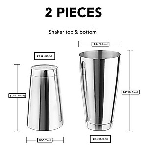 Final Touch 2 Piece Stainless Steel Boston Cocktail Shaker 21oz & 28oz (FTA1843)