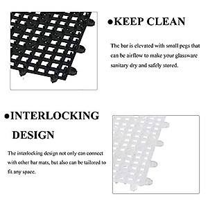 Caspian 12’’12’’ Black Square Non-Slip Interlocking PVC Bar Mat & Liner for Commercial Bar& Restaurant Service, 1 piece