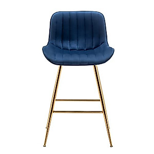 Sidanli 24 Inch Bar Stools, Gold Bar Stools Set of 2, Blue Velvet Counter Height Stools.