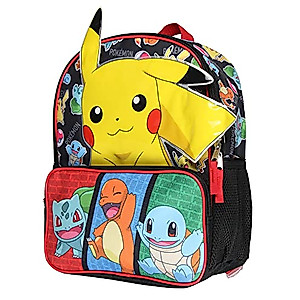 Bioworld Pokemon Backpack 3D Pikachu Bulbasaur Squirtle Charmander 14" Kids School Travel Backpack