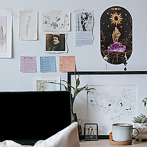 NOLITOY Black Crystal Display Bohemian Wooden Hanging Decoration Stand Crystal Stone Holder Wall Shelf for Crystals Essential Oil (Style1)