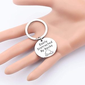 CENWA Geology Gift Geologist Jewelry Easily Distracted by Rocks Keychain Geology Professor Gift Geology Student Gift (Rocks Keychain)