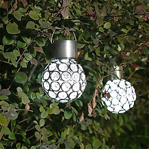 ZHUANYIYI 3 Pieces, Outdoor Solar Lights, Creative Hanging Hollow Ball Courtyard Lawn Landscape Lights, Home Garden Pavement Waterproof Decorative Lights