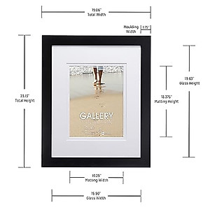 Malden 16x20 Matted Picture Frame - Made to Display Pictures 11x14 with Mat, or 16x20 without Mat -Black