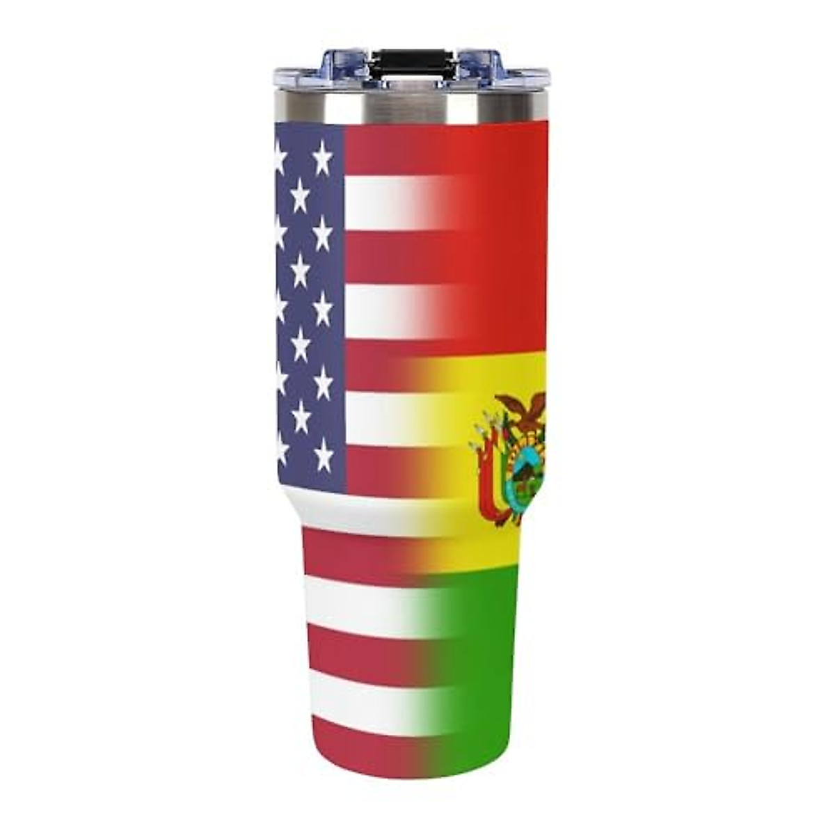 U.S.A Bolivia Flag 40oz Water Bottle Double Wall Insulated Tumbler with Handle Leakproof Travel Mug Black-style
