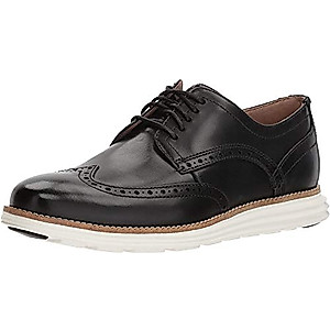 Cole Haan Men's Original Grand Shortwing Oxford Shoe, Black Leather/White, 12 Medium US