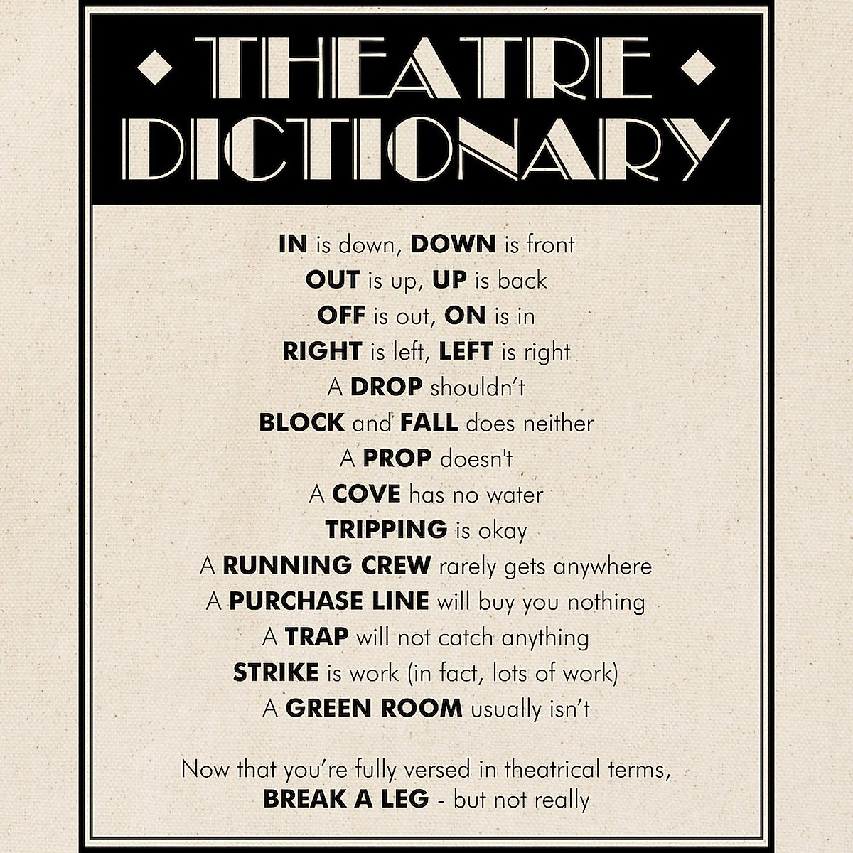 CafePress Theatre Dictionary Tote Bag Canvas Tote Shopping Bag