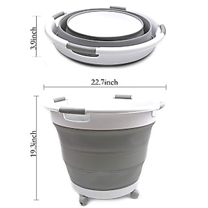 SAMMART 66L Collapsible Laundry Basket with Wheels - Foldable Pop Up Storage Container/Organizer with Wheels - Portable Washing Tub - Space Saving Hamper/Basket with Wheels (1, Grey)