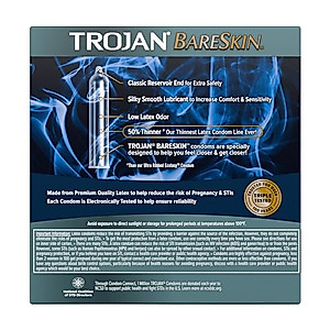 Trojan Bareskin Thin Premium Lubricated Condoms - 24 Count