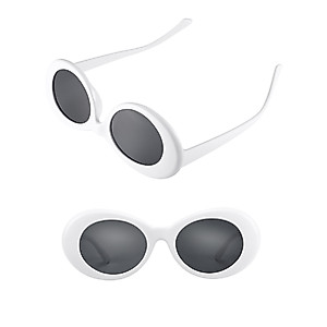 18 Pack Retro Clout Oval Mod Thick Frame Round Lens Sunglasses Women Men Sunglasses White