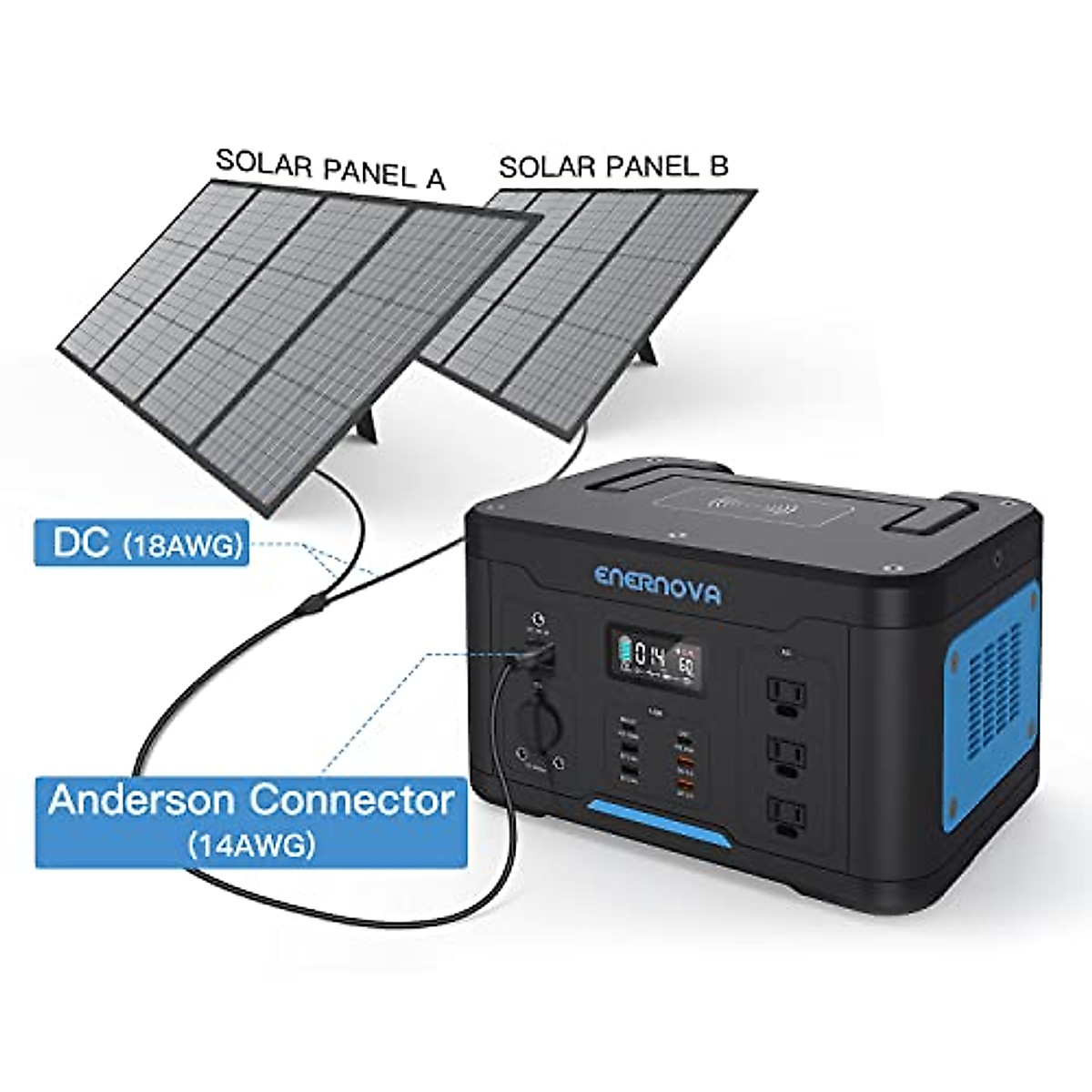 enernova Solar Connectors Y Branch Parallel Adapter Cable Wire, 18AWG Solar Extension Cable with DC 5.5x2.1mm Male Connector, for Solar Panel, Black