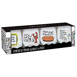 FRIENDS Favorites Curved Table 21 Ounce Stemless Wine Glass 4 Pack Gift Set the TV Show