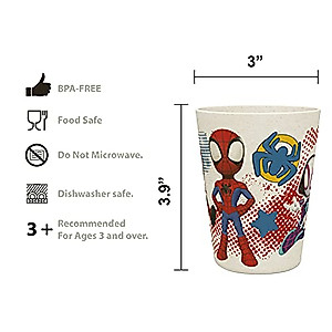 Zak Designs Marvel Spider-Man Dinnerware Set for Kids Includes 8" Plate, 6" Bowl, and 10oz Tumbler, Durable and Sustainable Melamine Bamboo Material (3-Piece Set, Spidey and His Amazing Friends)