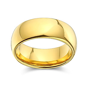 Bling Jewelry Gold Plated High Polish Comfort Fit Tungsten Wedding Band 8mm, Size 7.5