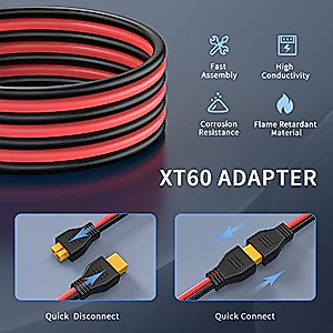 ELECTOP XT60 Extension Cable 10Ft, 10AWG XT60 Cable Wire XT60 Male to Female Adapter Connector Converter Plug for RC Battery Lipo Battery Pack Solar Generator Portable Power Station and Solar Panel