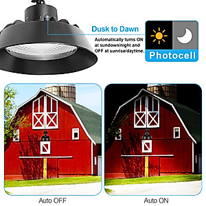 Paktonvo LED Gooseneck Barn Light, 50W 5000K Daylight 6500LM Dusk to Dawn Outdoor Farmhouse Wall Mount Light with Photocell,400W MH/HPS Equiv,Swivel Head LED Wall Lantern Light for Porch Yard Street