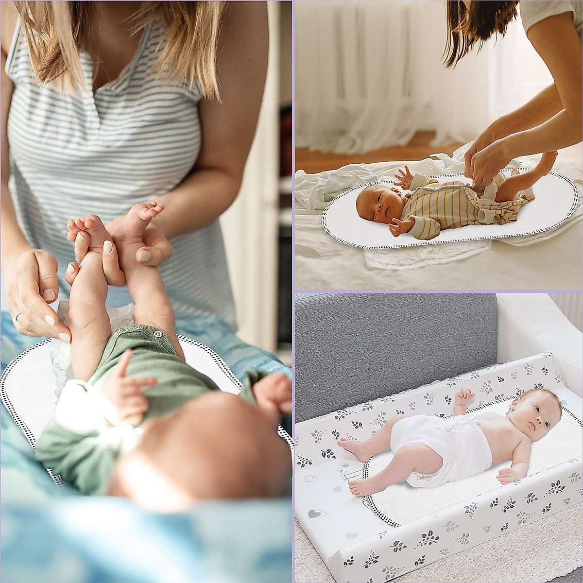 15 Pieces Larger Softer Changing Pad Liners Portable Baby Changing Mat Washable Reusable Changing Pad Cover 12 x 24 Inch Soft Diaper Changing Mat Waterproof Changing Pad for Boys and Girls (White)