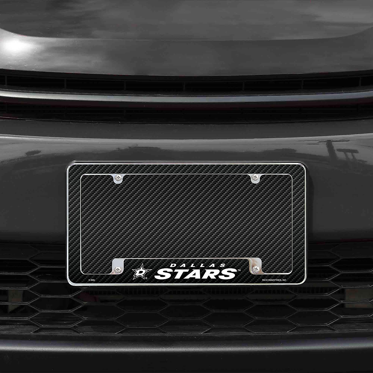 Rico Industries NHL Dallas Stars Black 12" x 6" Chrome All Over Automotive License Plate Frame for Car/Truck/SUV