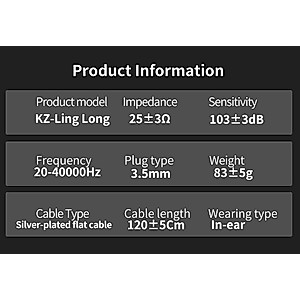 Linsoul KZ Ling Long Earphones 1DD Open-Back HiFi Bass Earbuds in-Ear Monitor Headphones Sports Noise Insulation Headset for Audiophile Studio Musician (Without Mic)