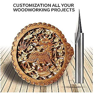 Jiiolioa V21201 20 Degree Profile Bit V Groove Engraving Router Bit 1/4" Shank 1/4"X2"