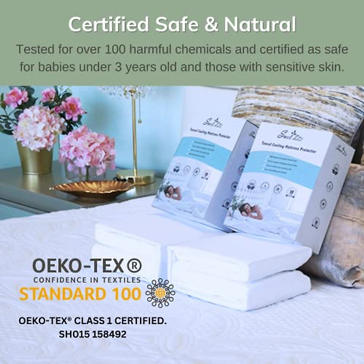 Sweet Zzz 100% Waterproof Natural Tencel Mattress Protector Durable 15” Deep Pockets Machine Washable Hotel Bedding Cal-King (72"x84"x15")