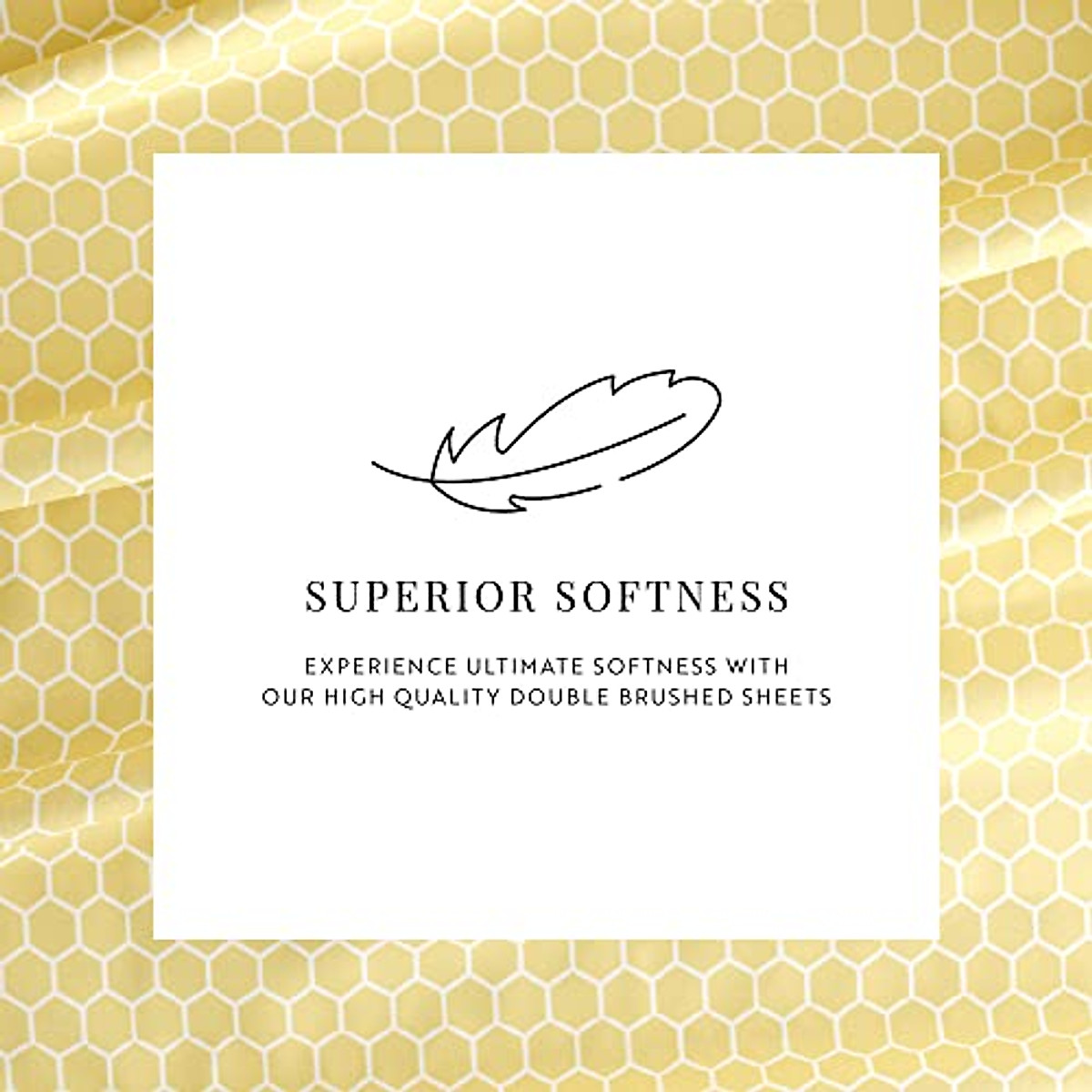 ienjoy Home 4 Piece Honeycomb Patterned Home Collection Premium Ultra Soft Bed Sheet Set, Queen, Yellow