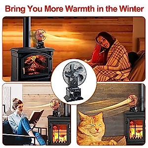 VODA Wood Stove Fan Heat Powered Fireplace Fans 5 Blades Newly Designed with 45°Adjustment Up and Down Manually and 45°Rotation Left and Right Stove Fans for Wood Burning Stoves