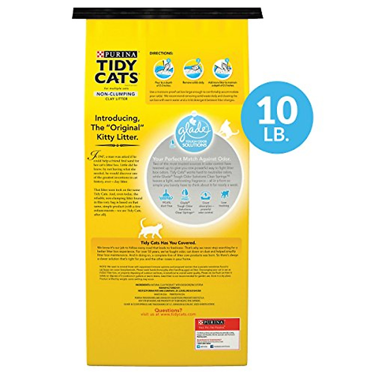 Purina Tidy Cats Non Clumping Cat Litter, Glade Clear Springs Multi Cat Litter - 10 lb. Bag