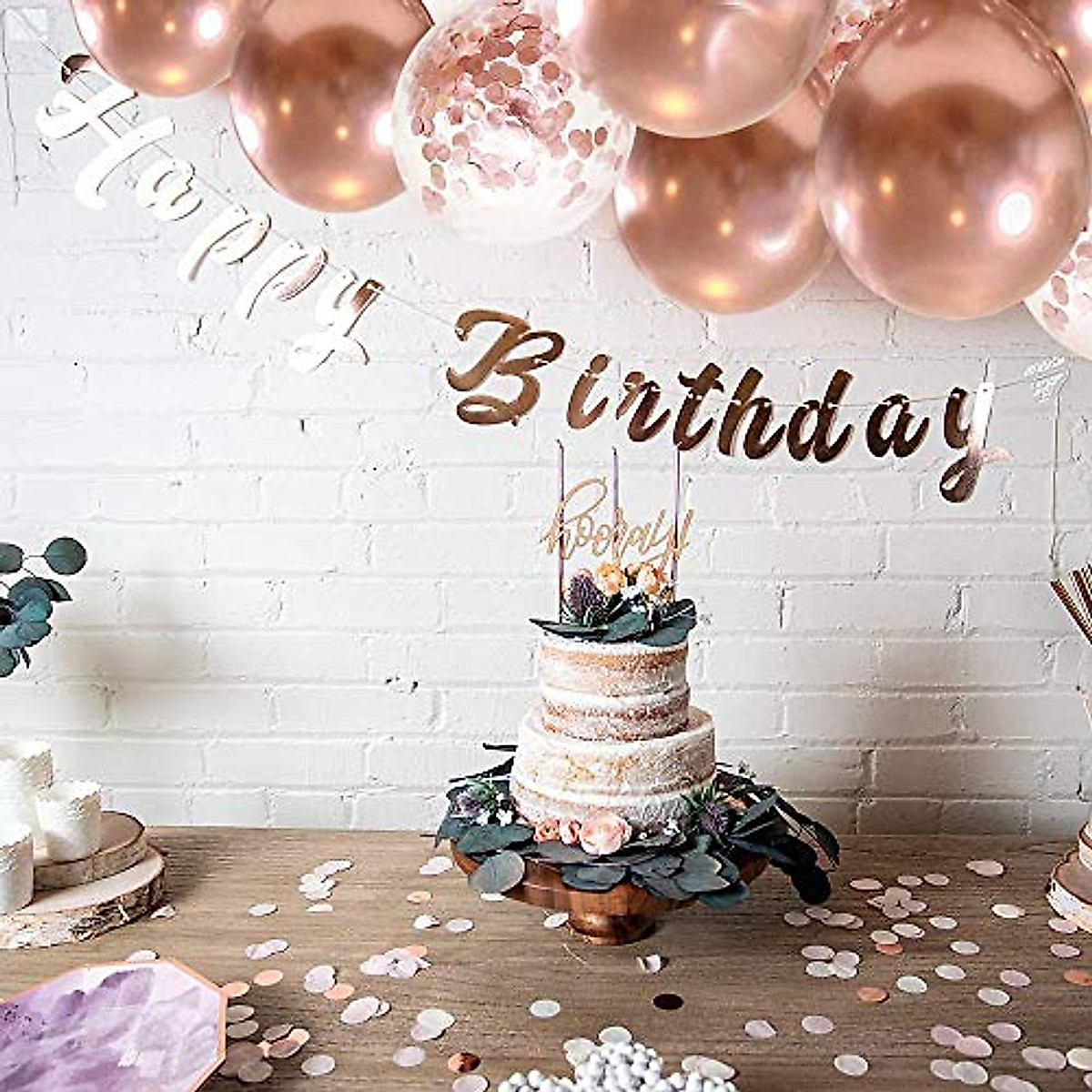 12 Inch Rose Gold Metallic Chrome Balloons,50 Pack Rose Gold Confetti Balloons,Premium Latex Party Balloons With Ribbon for Birthday, Wedding, Baby Shower, Anniversary Party Decorations