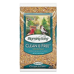 Morning Song Clean & Free Shell Free Wild Bird Food, Premium No Mess Bird Seed for Outside Feeders, 10-Pound Bag