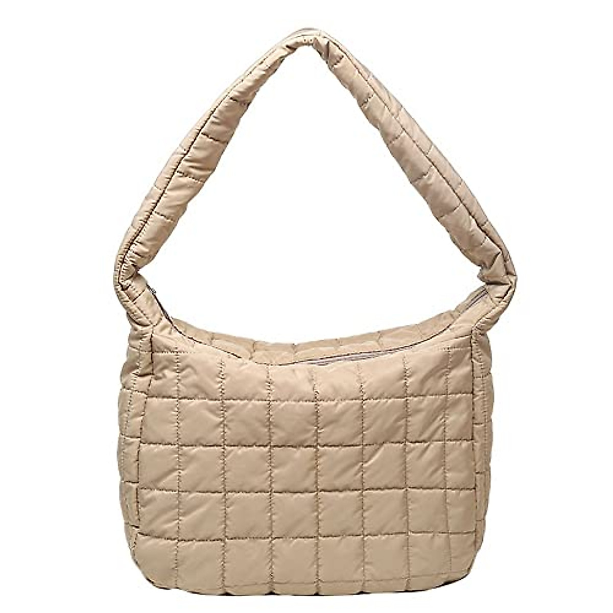 Women's Quilted Shoulder Bag Lightweight Tote Bag Soft Crossbody Bag Large Capacity Handbag Purse (khaki)