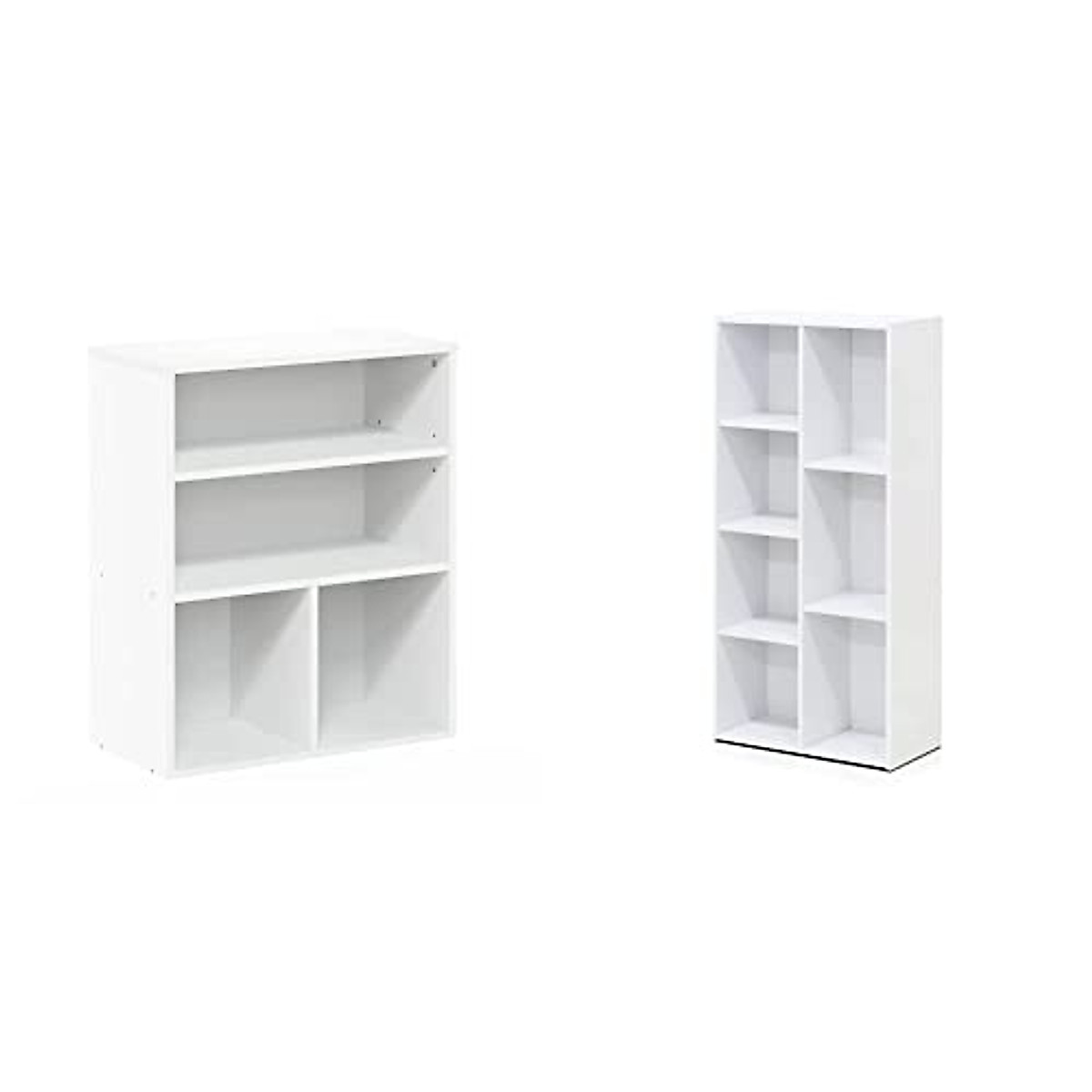 Furinno Pasir 3 Tier Display Bookcase, White & Luder Bookcase/Book/Storage, 7-Cube, White
