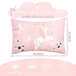 UOMNY Toddler Pillowcases for 13X18 12x16 14x19 Pillow Unicorn Toddler Pillow Case for Girls 2 Pack Kids Pillowcase for Sleepy Pillows Travel Pillowcases Pink/White