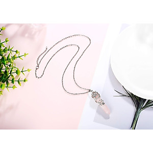 XIANNVXI Rose Quartz Necklace Pink Necklace Mothers Day Gifts Crystal Necklaces for Women Healing Crystal Necklaces Flower Pendant Spiritual Jewelry