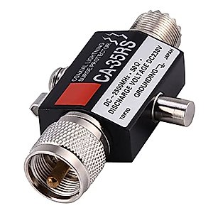 SALALIS CA 35RS Lightning Protector Coaxial Lightning Surge Protector, Lightning Arrestor Male to Female UHF Connector Coax Surge Protector Wide Bandwidth Low Loss Whole House Surge Protector