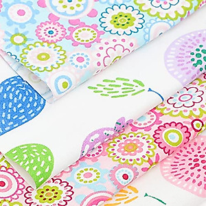 Ciieeo 4 Sheets of Floral Cotton Fabric Flowers Quilting Cloth Spring Square Patchwork DIY Crafts Strip Bundle Farmhouse Fabric Scrap Charm Packs Sewing Supplies for Home