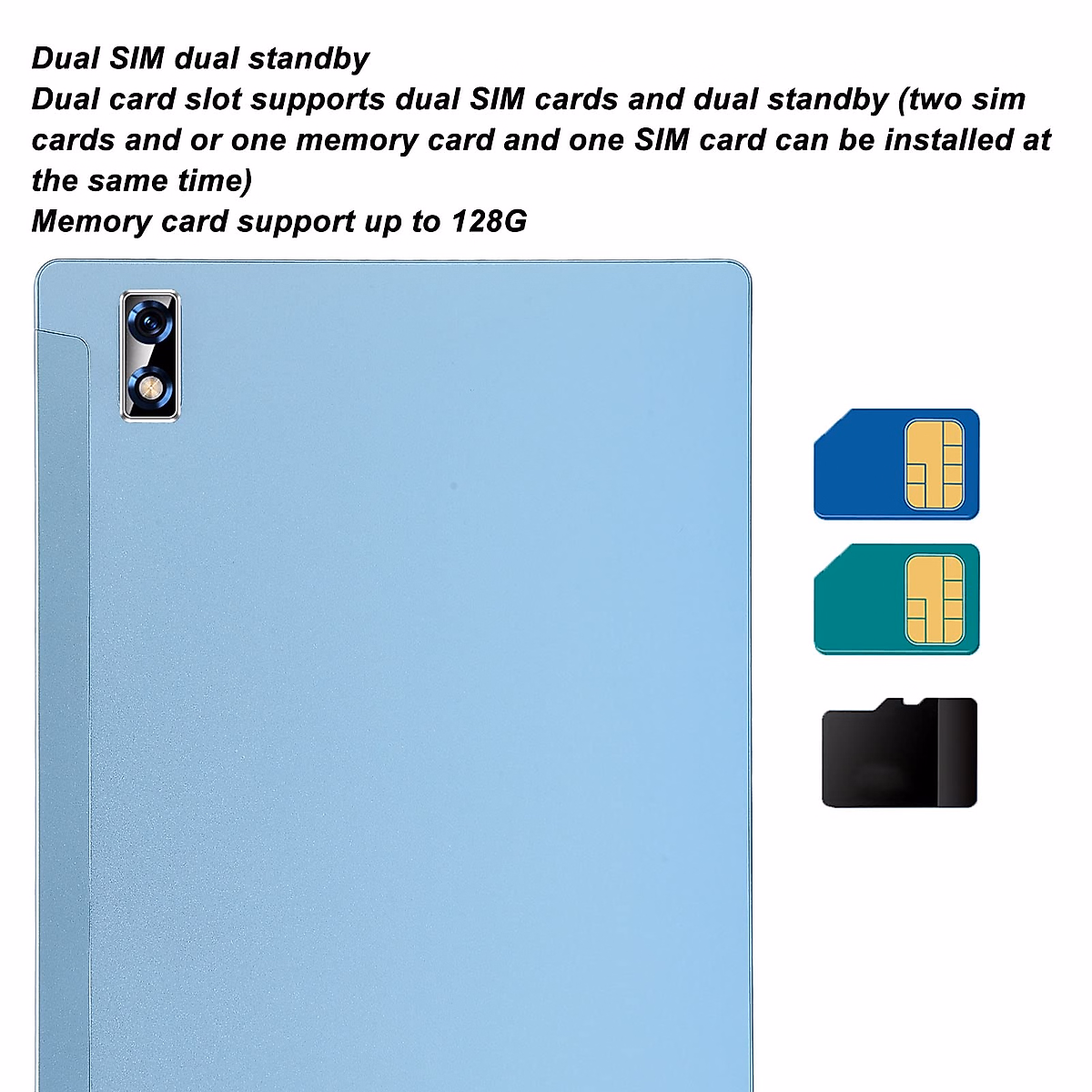 GOTOTOP 5G WiFi Tablet PC, 10.1 Inch Tablet Octacore CPU Dual Camera 100‑240V 4G Call 6GB RAM 128GB ROM (Blue)