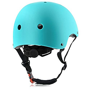 OUWOR Youth Skateboard Bike Helmet for Boy and Girl, Lightweight Adjustable, Multi-Sport for Bicycle Skate Scooter (Aqua, Medium)