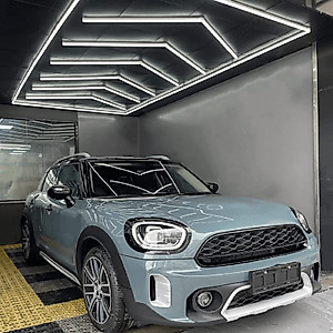 SENKOYU Auto Repair LED Garage Light, V-Shaped 6 Arrows Grid System LED Garage/Workshop Light, White Bezel, 42240 Lumens 6500K 420W IP54, AC 100-240V (190.5 x 95.6inch)