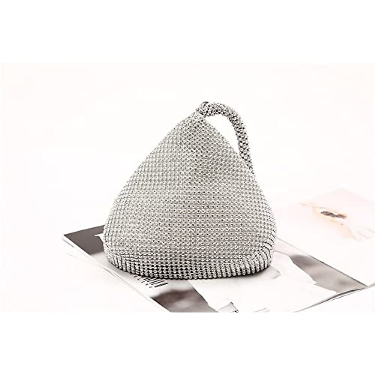 seropian Women's Evening Bag Sparkly Rhinestone Purse Ladies Triangle Designer Clutch Bag for Prom Party Wedding (Sliver)