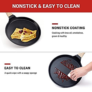 Sakuchi 11 Inch Induction Crepe Pan, Nonstick Dosa Pan for Stove Tops, Tortilla Pan for Glass Cooktop, Tawa Pan for Roti, Compatible with All Stovetops (Gas, Electric & Induction), PFOA Free