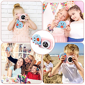 RenFox Kids Camera, 2.4'' 16MP Dual Lens Selfie Camera1080P HD Digital Video Camcorder, Toys and Birthday for Girls Boys Age 3-10, Toddler Beginner Camera with 32GB SD Card - Pink